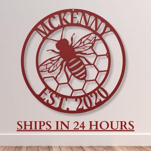 Personalized Honey Bee Sign – Custom Metal Bee Decor, Garden Sign, Gift ...