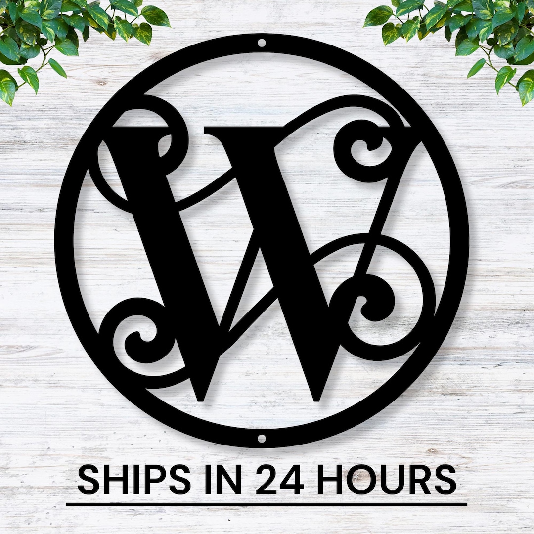 Custom Metal Monogram Sign / Last Name Initial Wall Art / Monogram Sign ...
