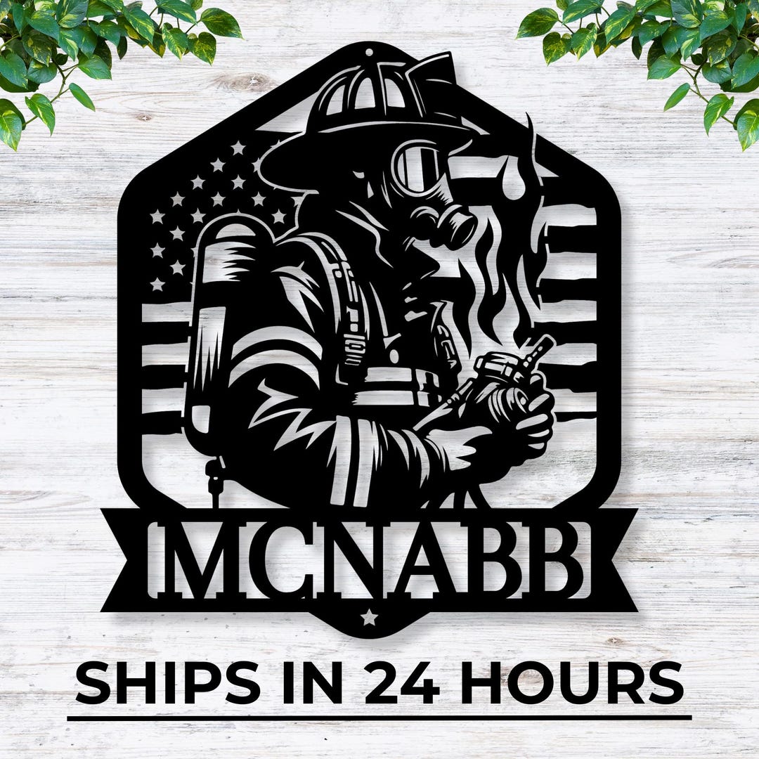 Firefighter Monogram Personalized Metal Sign / Fireman Gift / Firewoman ...
