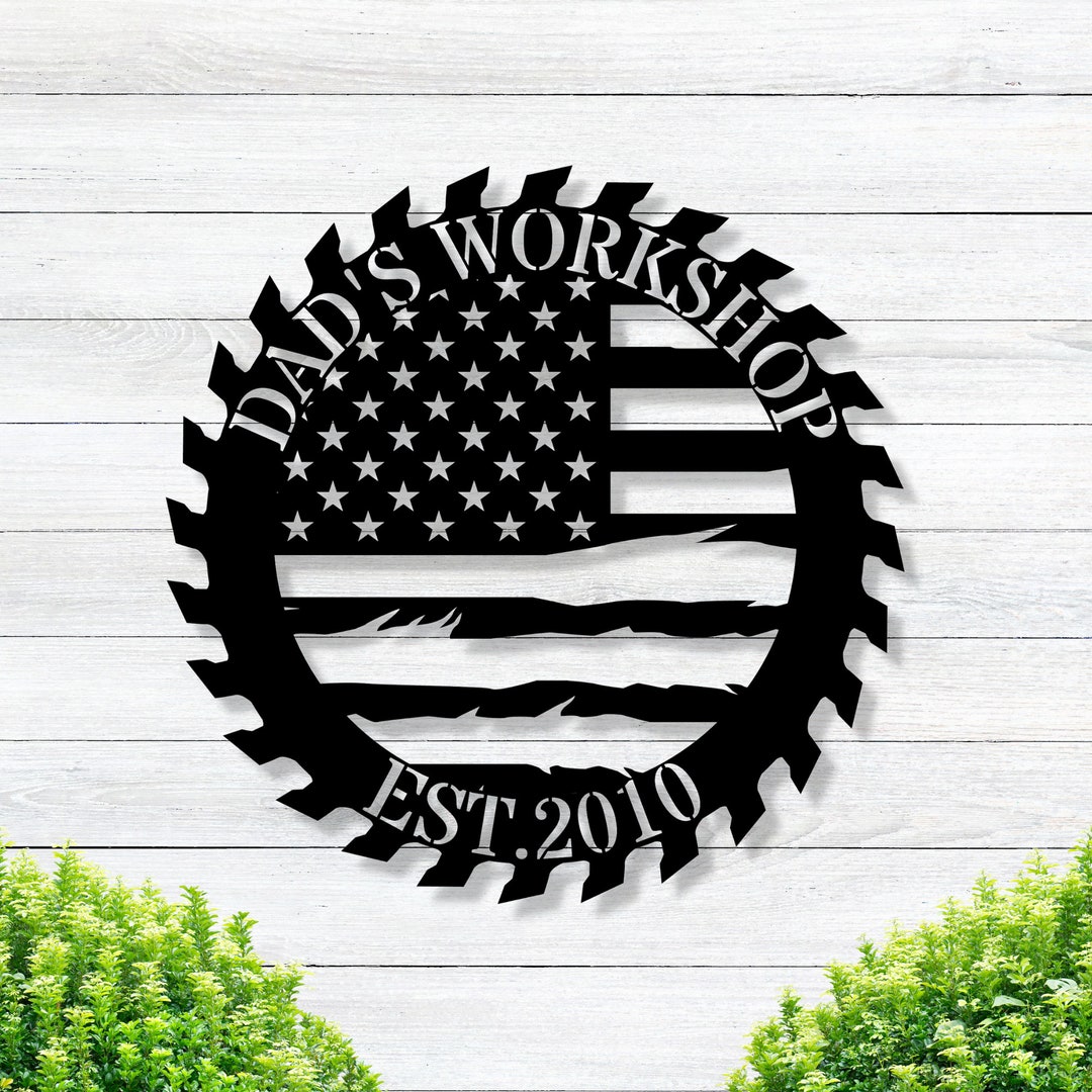 Custom American Flag Workshop Sign / Metal Shop Sign / Free Shipping ...