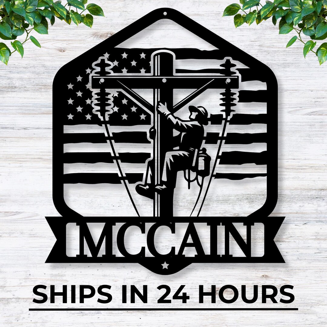 Custom Lineman Metal Wall Sign / Personalized Lineman Metal Wall Art ...