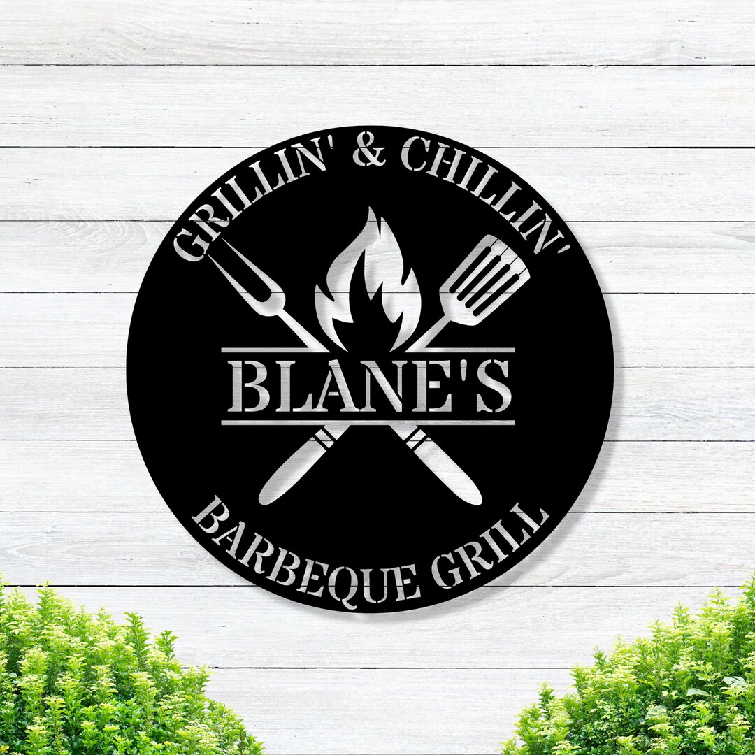 Personalized Metal Grill Sign / Custom Grill Sign / Wall Art / Outdoor ...
