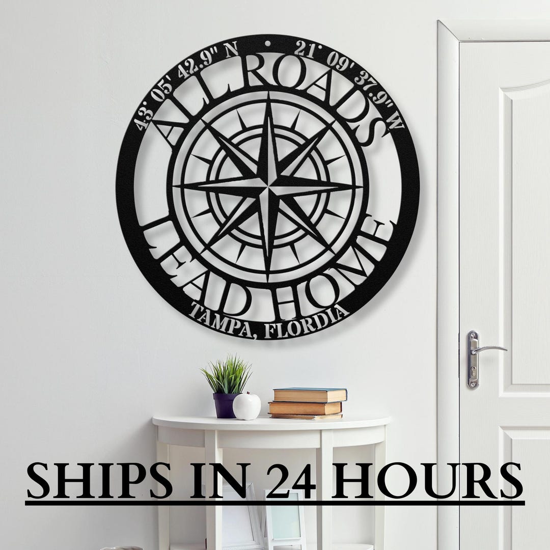 Personalized Metal Compass Sign - Custom Nautical Wall Art | Adventure ...