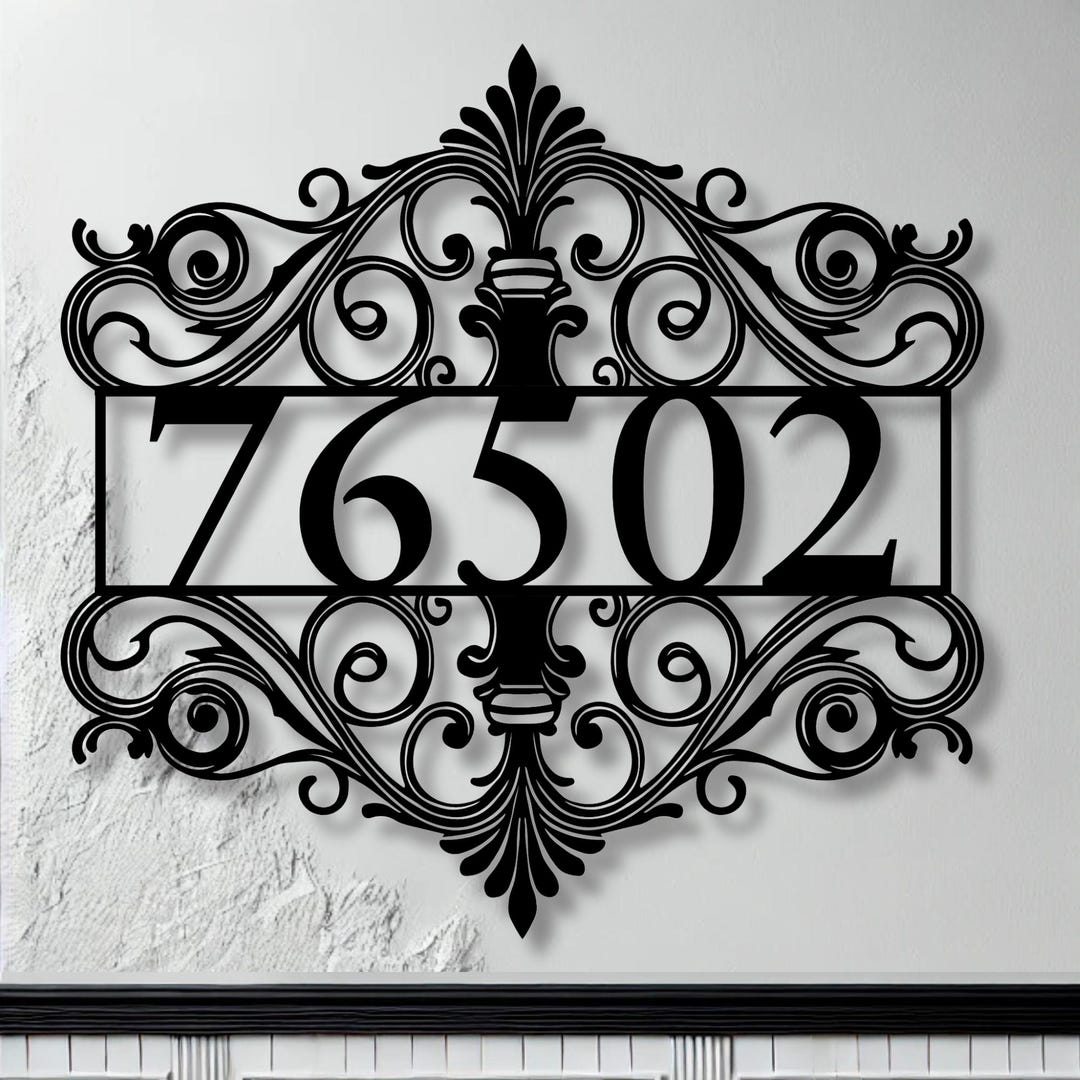 Personalized Metal Scrollwork Address Sign – Customizable House Number ...