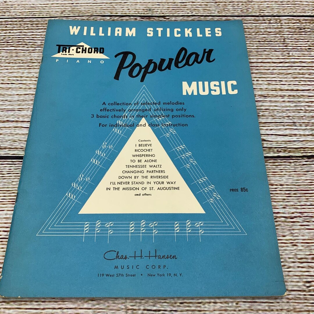 William Stickles Tri Chord Piano Popular Music Book 1954 Edition - Etsy
