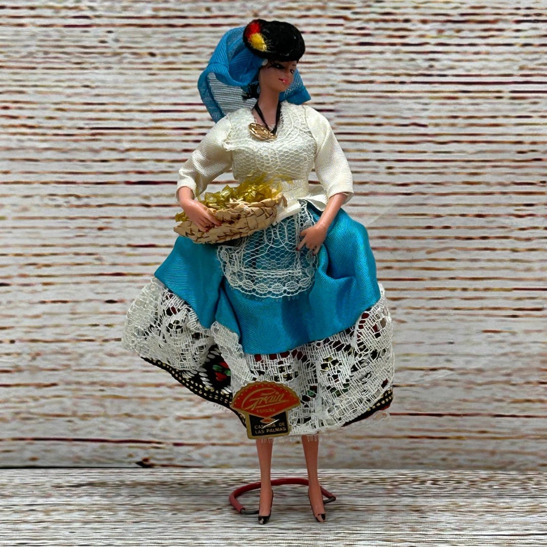 Vintage Grain Espana Souvenir Doll Canaria De Las Palmas Spain Blue ...
