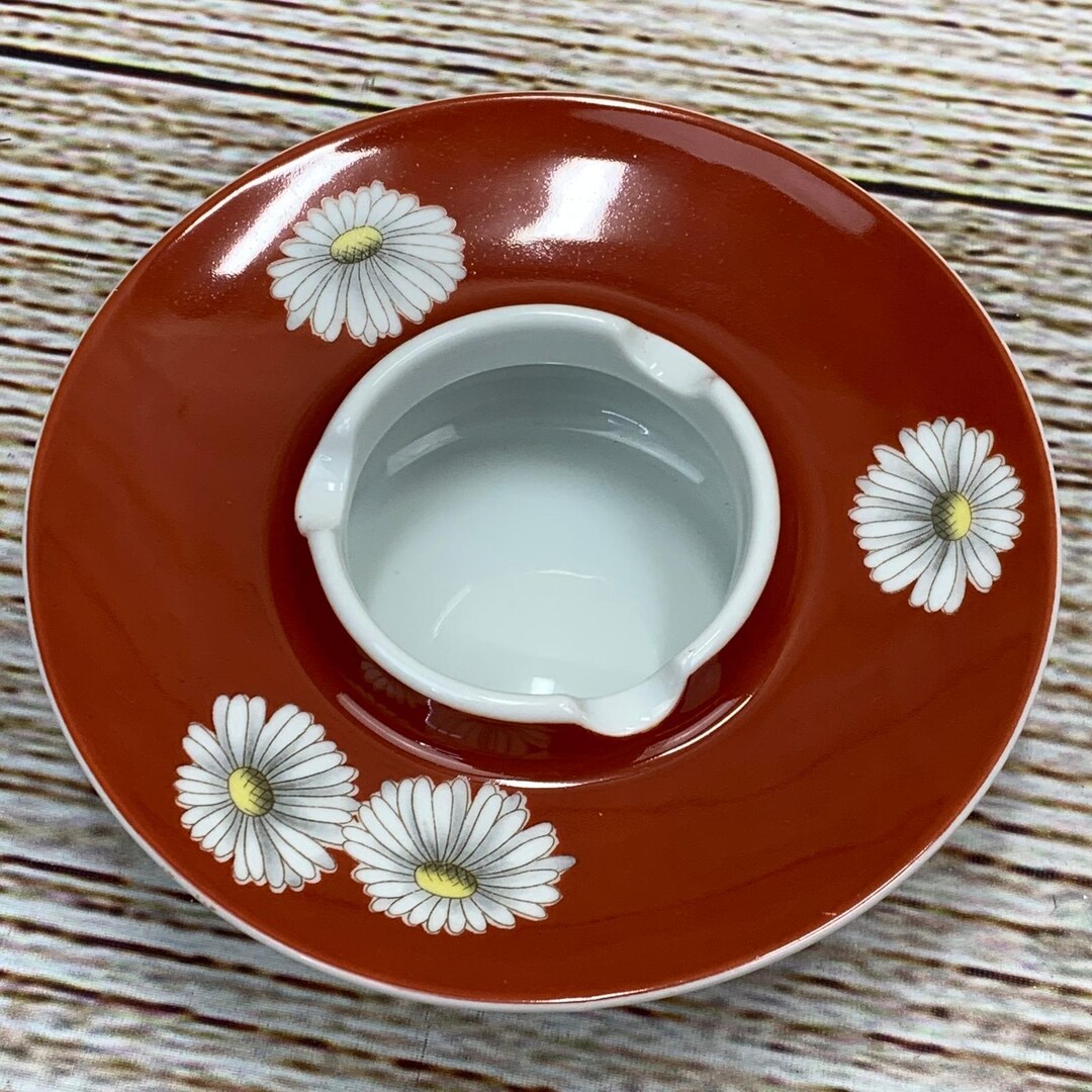 Vintage Noritake Nippon Toki Kaisha Ash Tray Dish Daisy Floral Brown ...