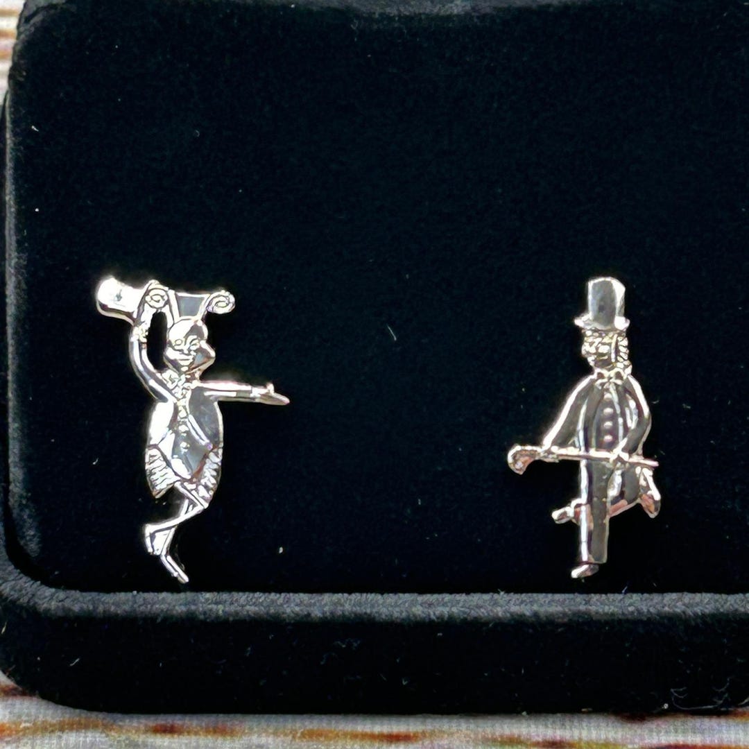 Vintage Alice in Wonderland Mad Hatter March Hare Silver Tone Cufflinks ...
