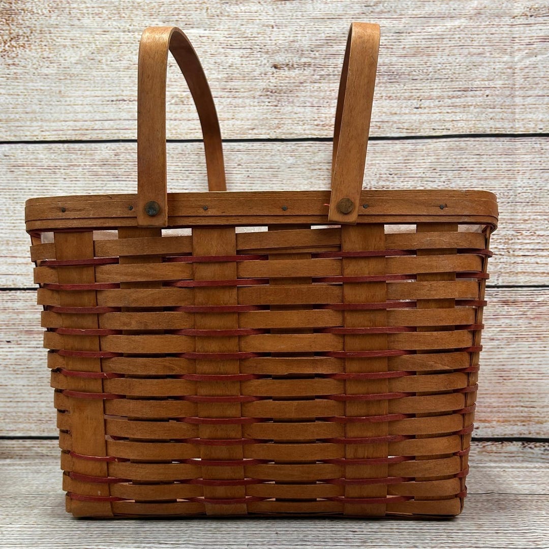 Longaberger Baskets Handwoven Signed 1990 Large Tote Basket W/ Liner - Etsy