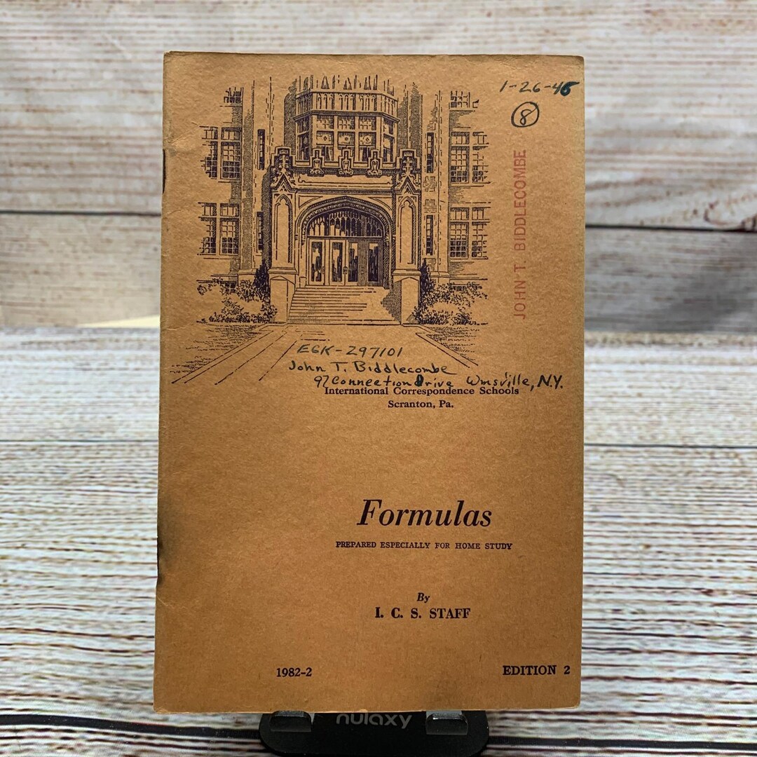 1944 Edition Formulas Mathematics Textbook L C S Staff International ...