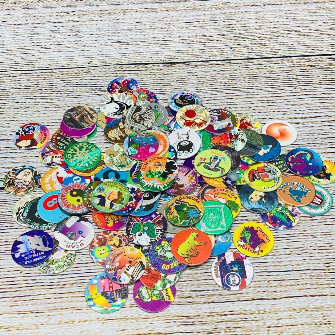 Vintage Milk Caps Pogs Lot 90s W/ 3 Slammers Collection Game Pieces ...