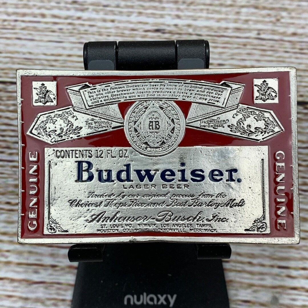 Budweiser Lager Beer Label Belt Buckle 2004 Anheuser Busch Genuine ...