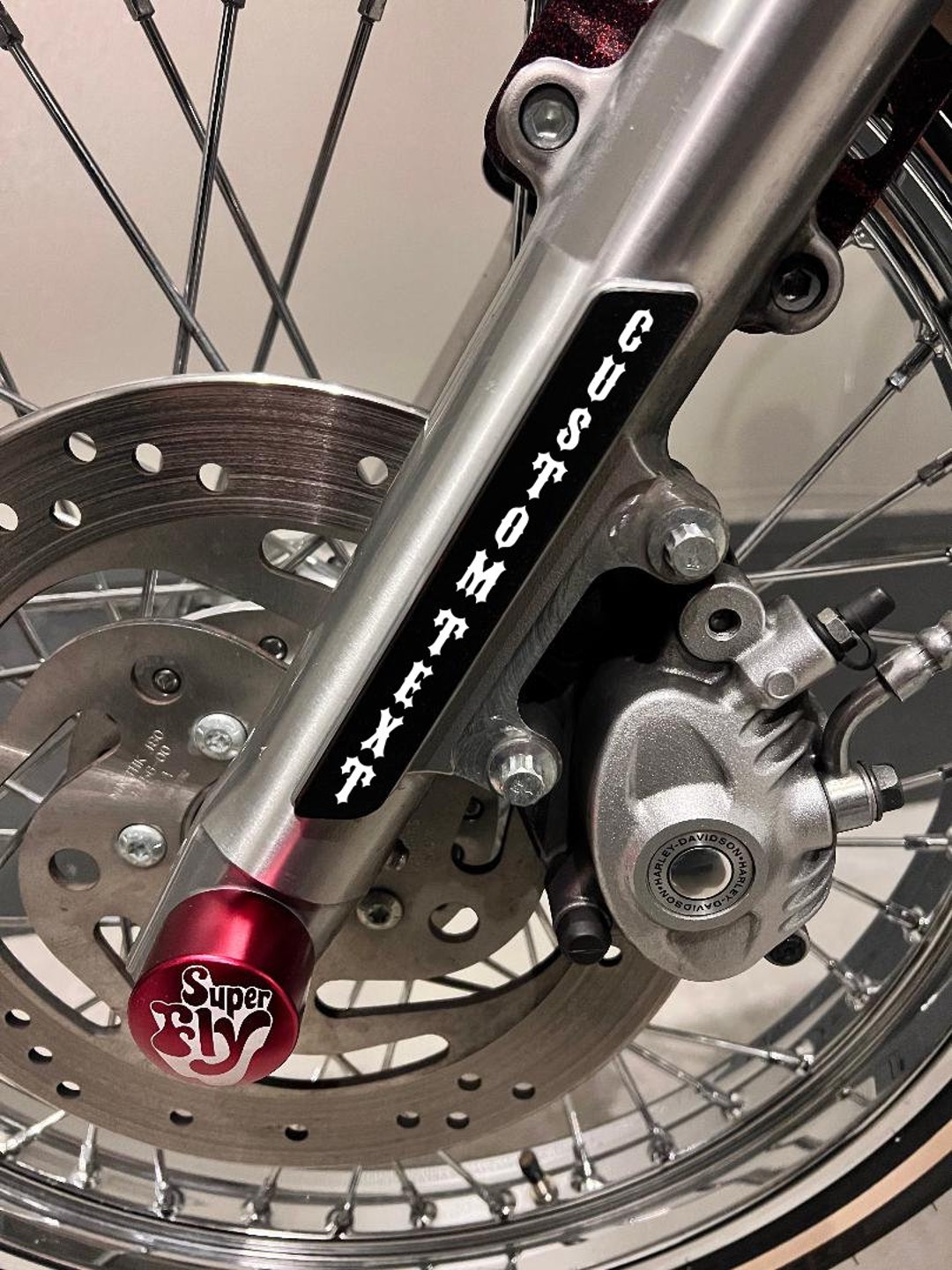 Harley Custom Front Fork Inserts: Black Aluminum, White Letters - Etsy