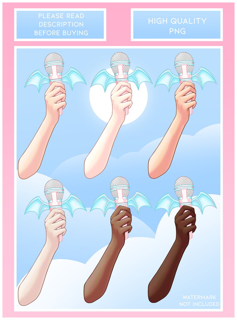 Wings Microphone - Black - Pink - White - Blue - Red | Vtuber | Twitch ...