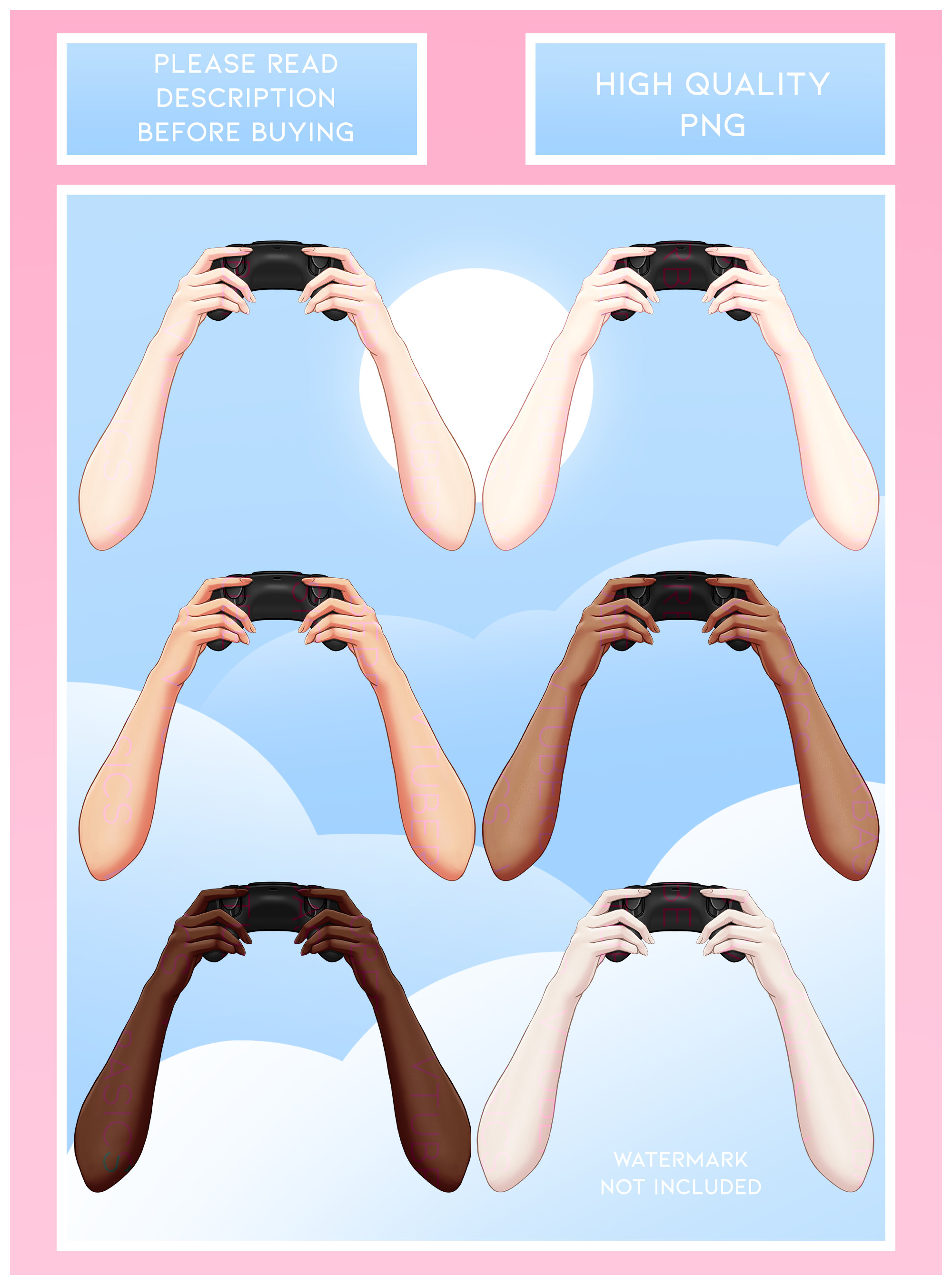 Gaming Controllers - Black - Pink - White - Vtuber | Twitch | Youtube ...