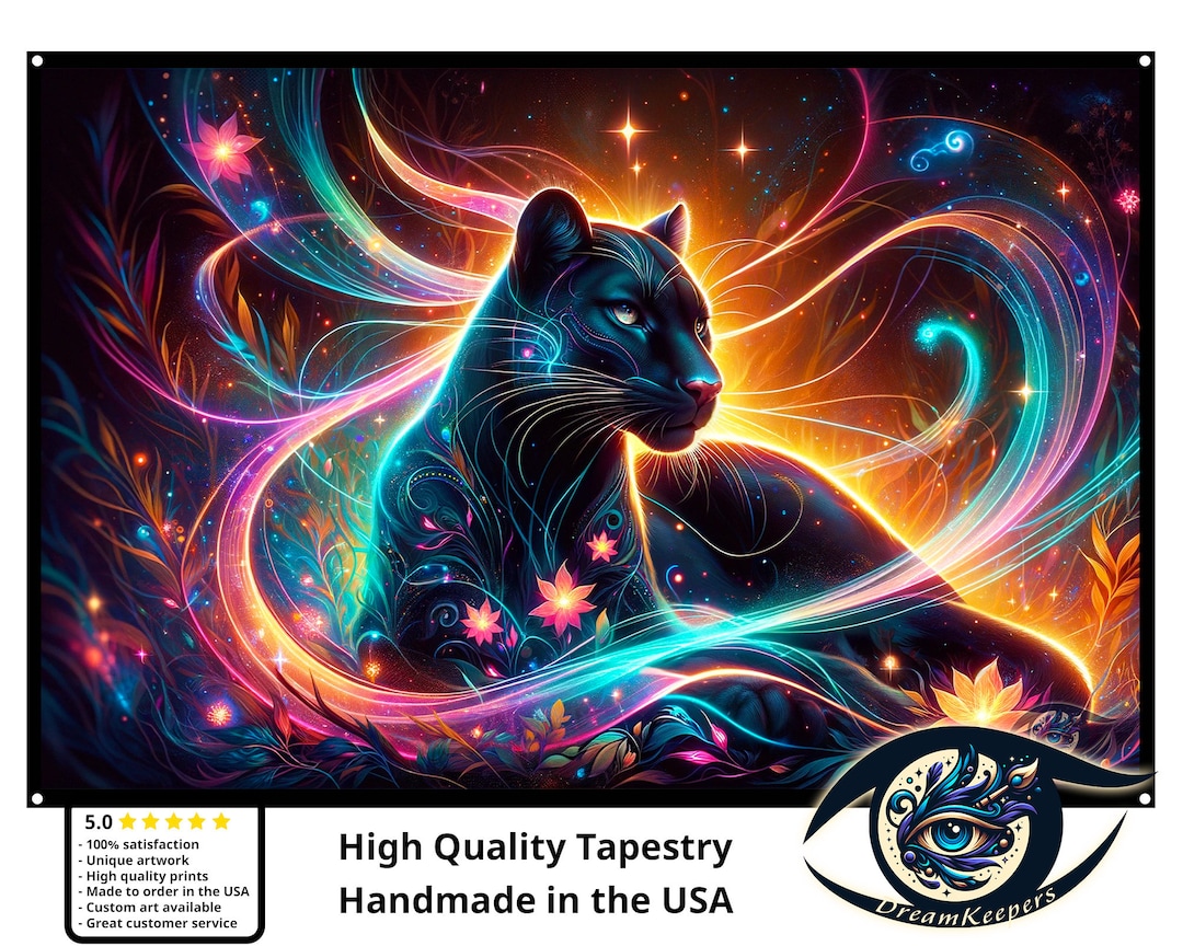 Black Panther Spirit Tapestry, High Quality Wall-hanging, Wall Art ...