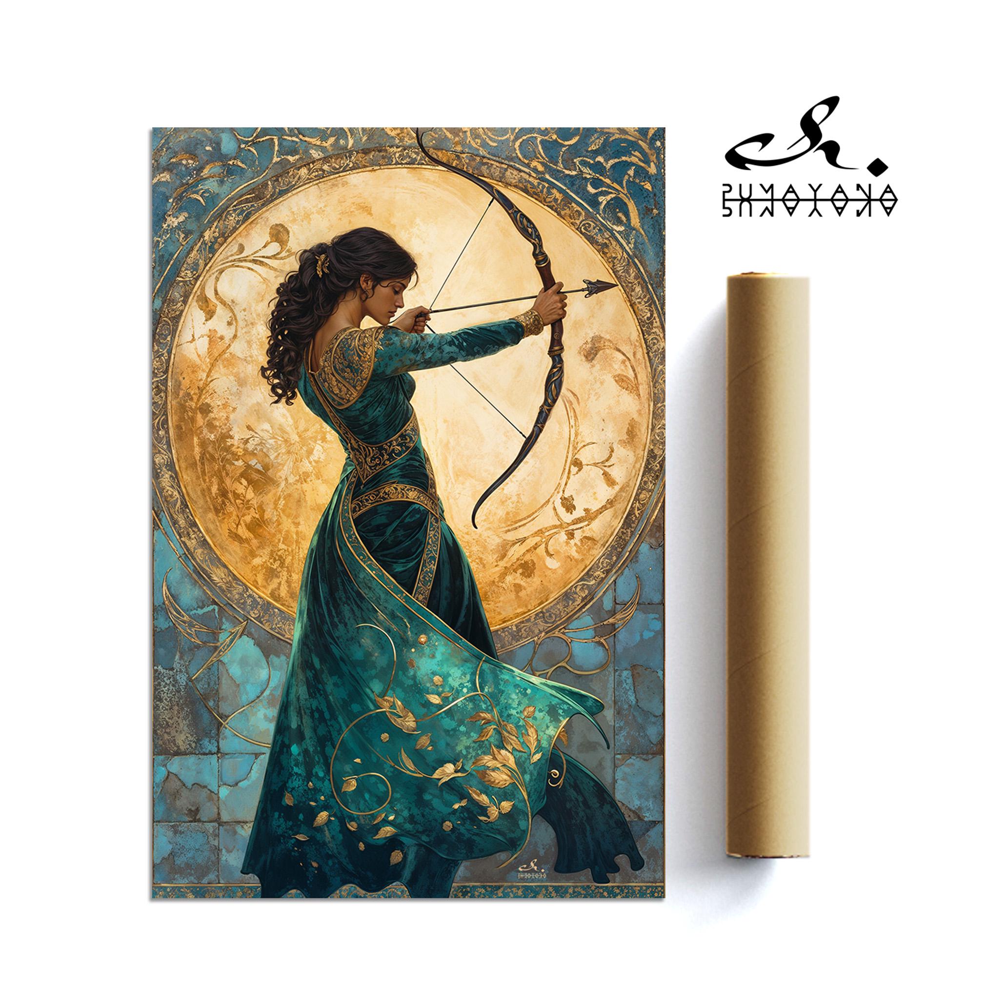 Artemis Moon Goddess Poster, Greek Goddess Artemis Wall Decor, Greek ...
