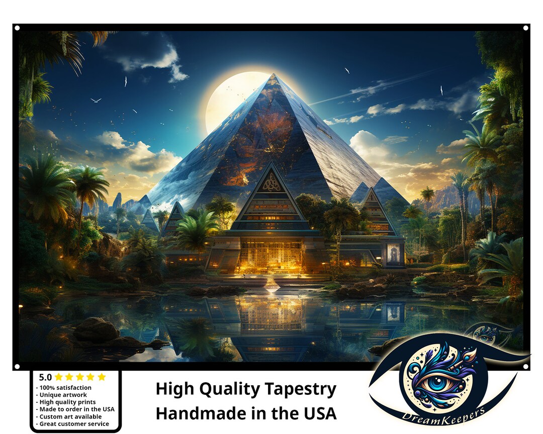 Mythic Pyramid Temple Tapestry, Zen Wall Art, Spiritual Tapestry, High Quality Wall-hanging ...