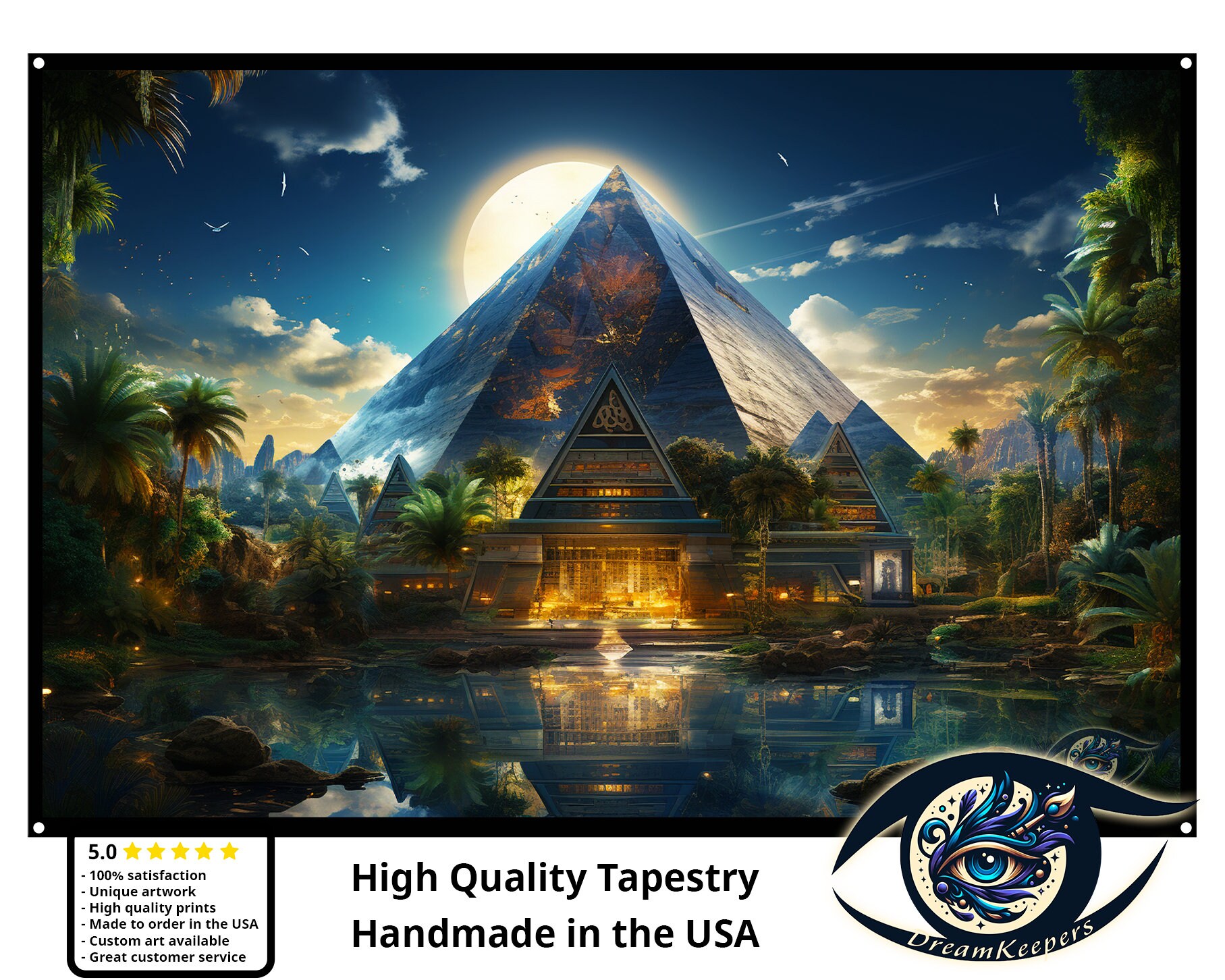 Mythic Pyramid Temple Tapestry, Zen Wall Art, Spiritual Tapestry, High ...