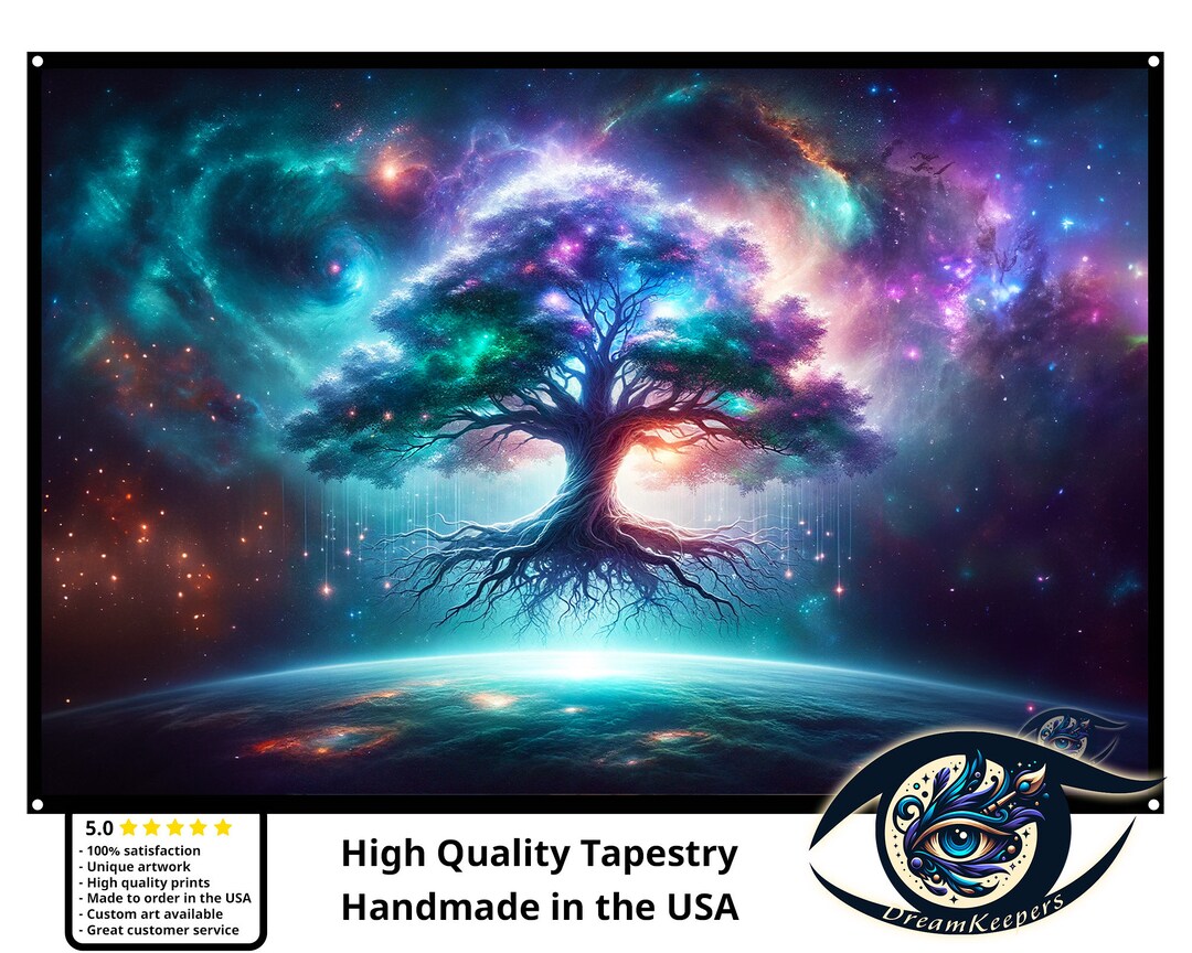 Space Tree Tapestry, Spiritual Visionary Art, Home Decor - Etsy