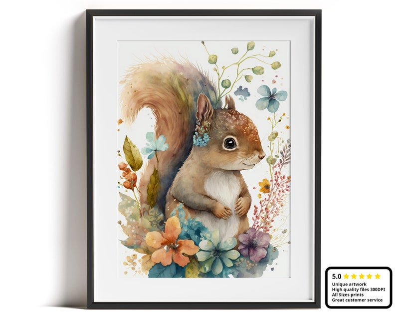 Set of 6 Cute Animal Prints Watercolor Digital Painting - Etsy