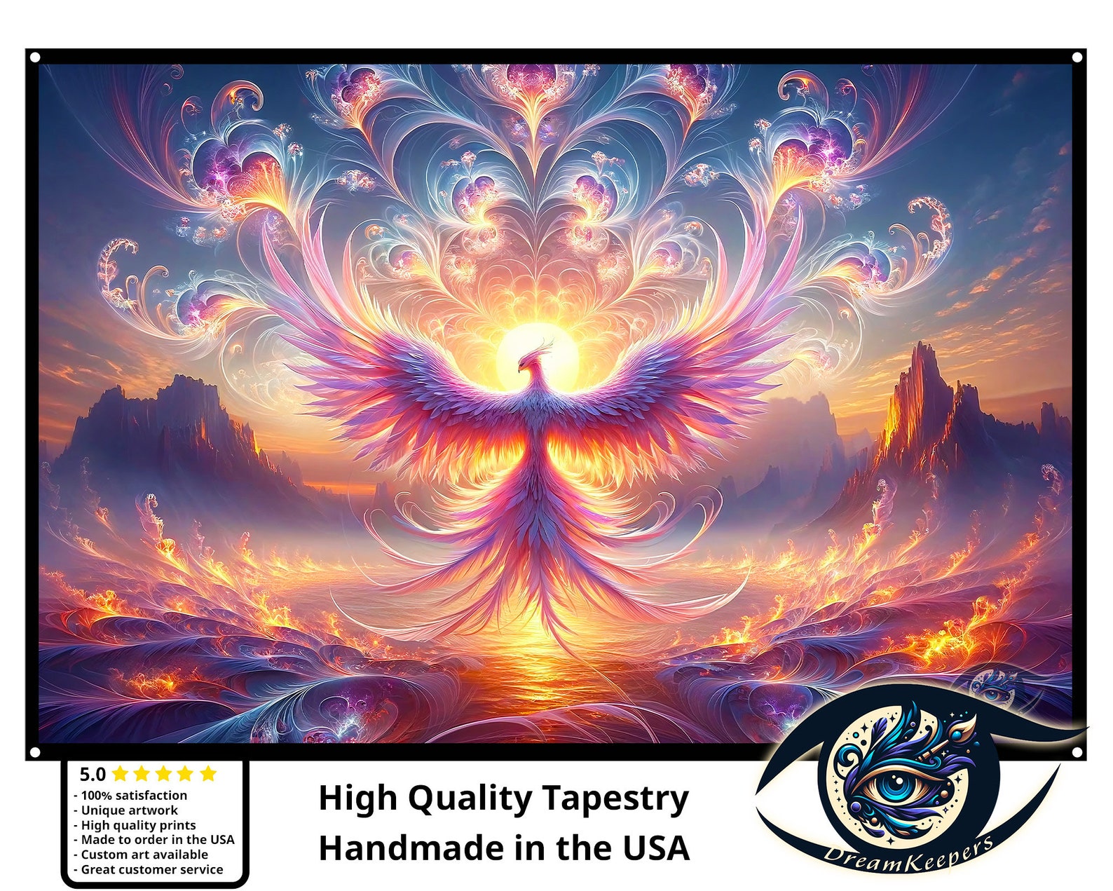 Mythical Phoenix Tapestry, High Quality Wall-hanging, Wall Art, Heroic ...