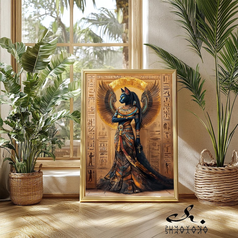 Goddess Bastet Art Print, Egyptian Cat Deity, Art Nouveau (poster Only ...