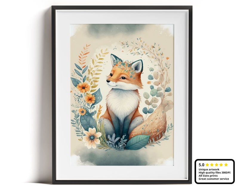 Set of 6 Cute Animal Prints Watercolor Digital Painting - Etsy