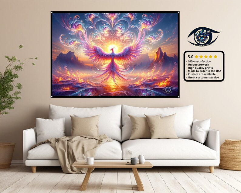 Mythical Phoenix Tapestry, Heroic Fantasy Wall Art - Etsy