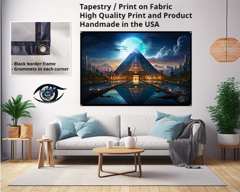 Mythic Pyramid Temple Tapestry, Zen Wall Art, Spiritual Tapestry, High ...