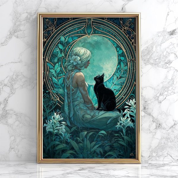 Goddess and Cat Print - Etsy UK