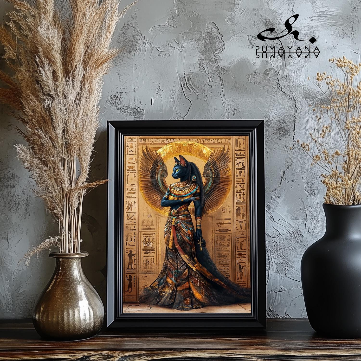Goddess Bastet Art Print, Egyptian Cat Deity, Art Nouveau (poster Only ...