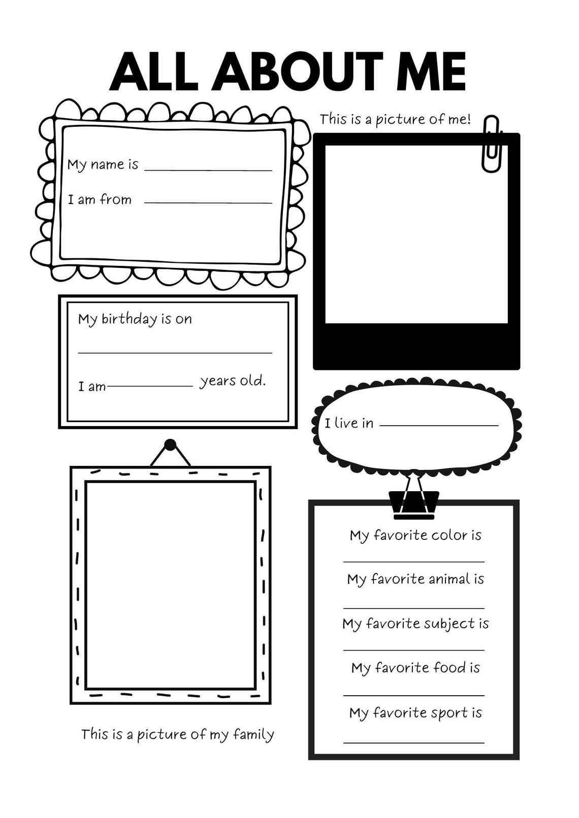 Get to Know Me Worksheet - Etsy