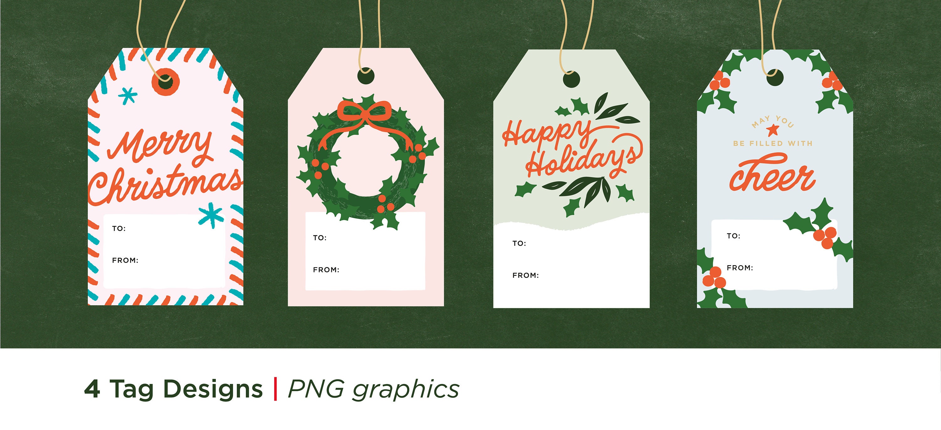 Printable Christmas Gift Tags | Digital Gift Tags | Happy Holidays Tags ...