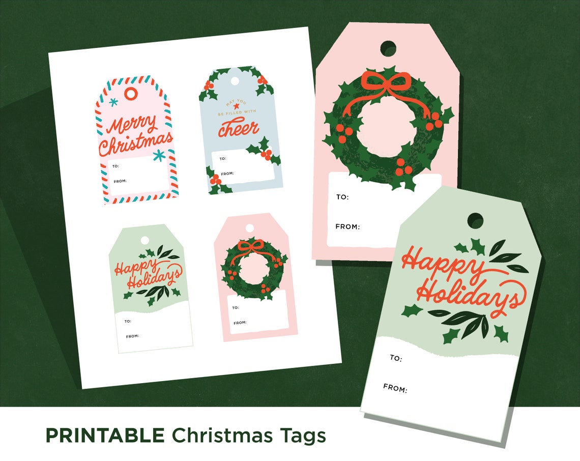 Printable Christmas Gift Tags | Digital Gift Tags | Happy Holidays Tags ...