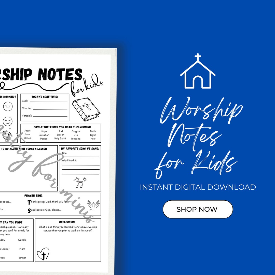 Worship Notes for Kids: Printable Worship Journal Sermon - Etsy