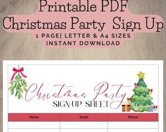 Editable Christmas Party Sign up Sheet - Etsy
