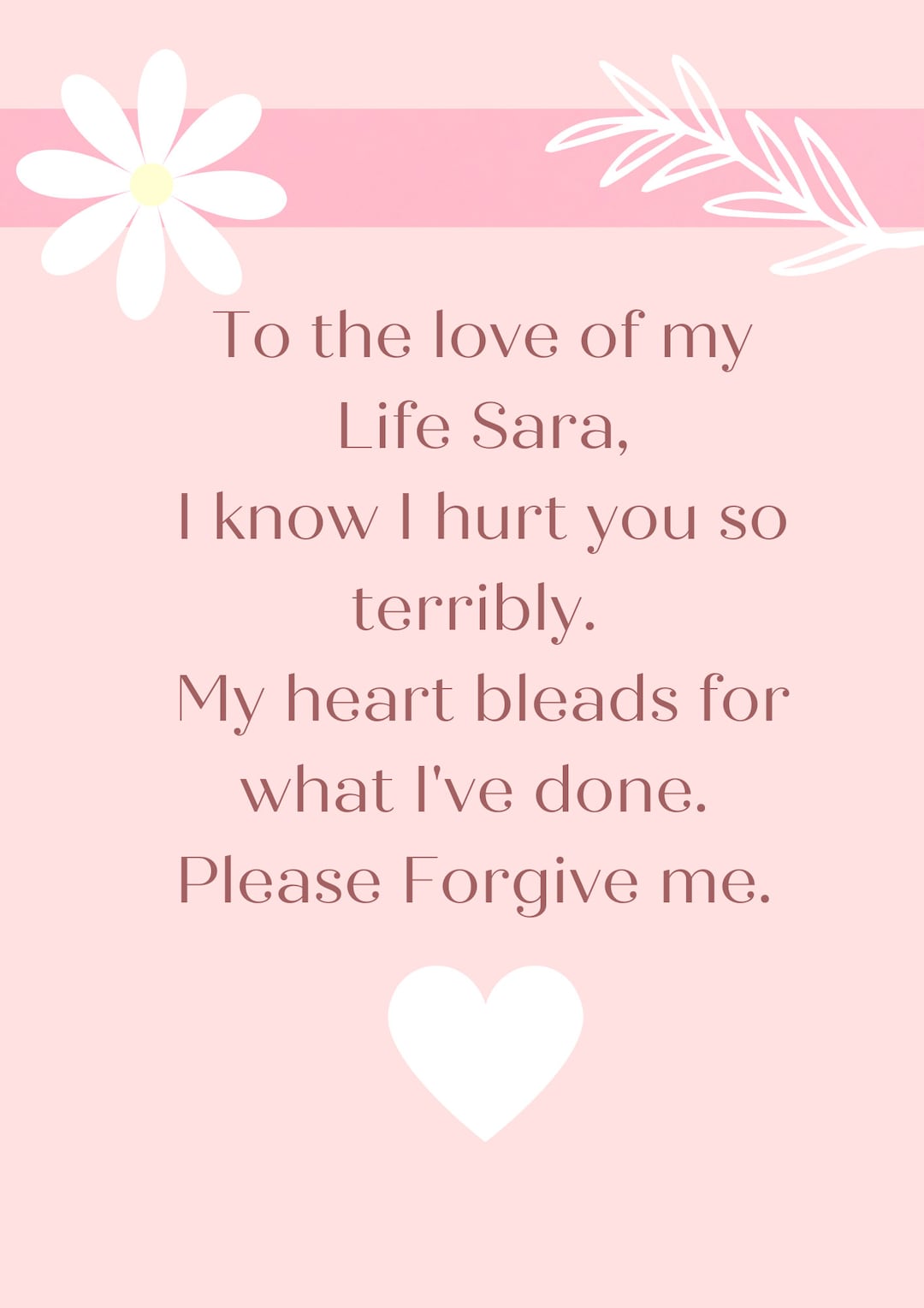 Please Forgive Me Letter - Etsy