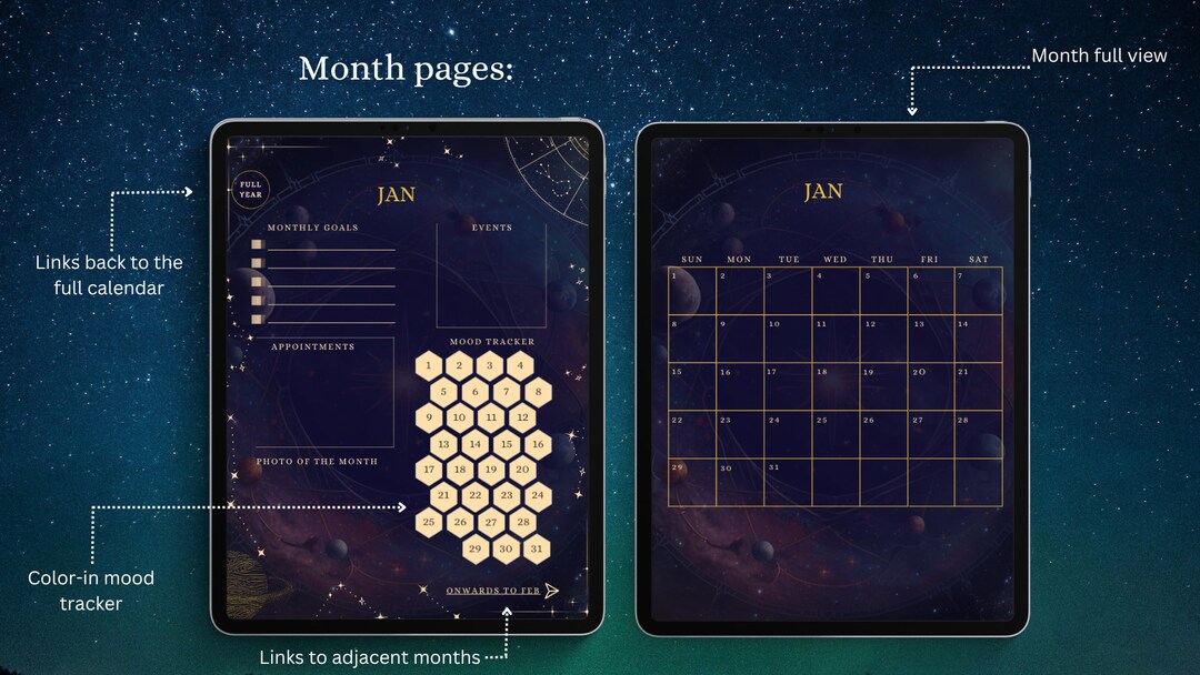 Celestial Heavenly Bodies Magical 2023 Digital Planner for Ipads ...