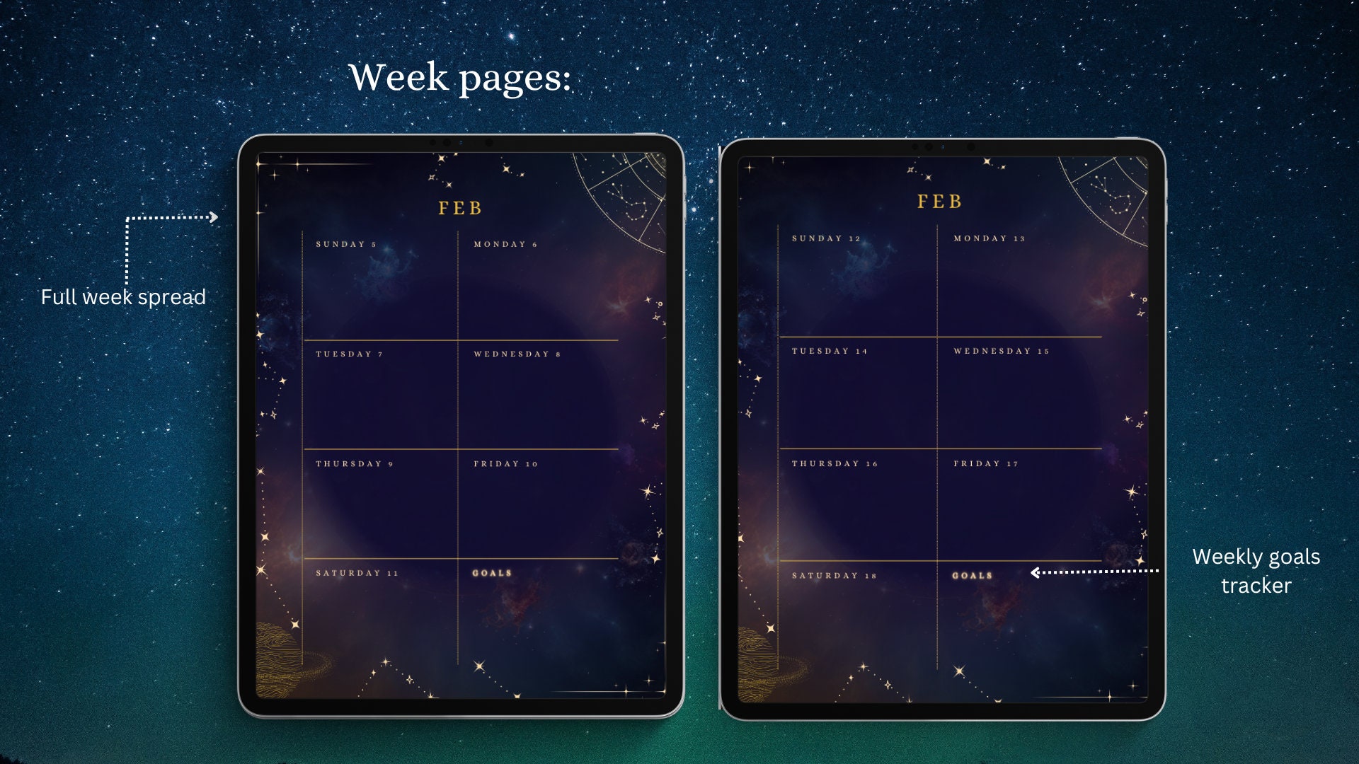Celestial Heavenly Bodies Magical 2023 Digital Planner for Ipads ...