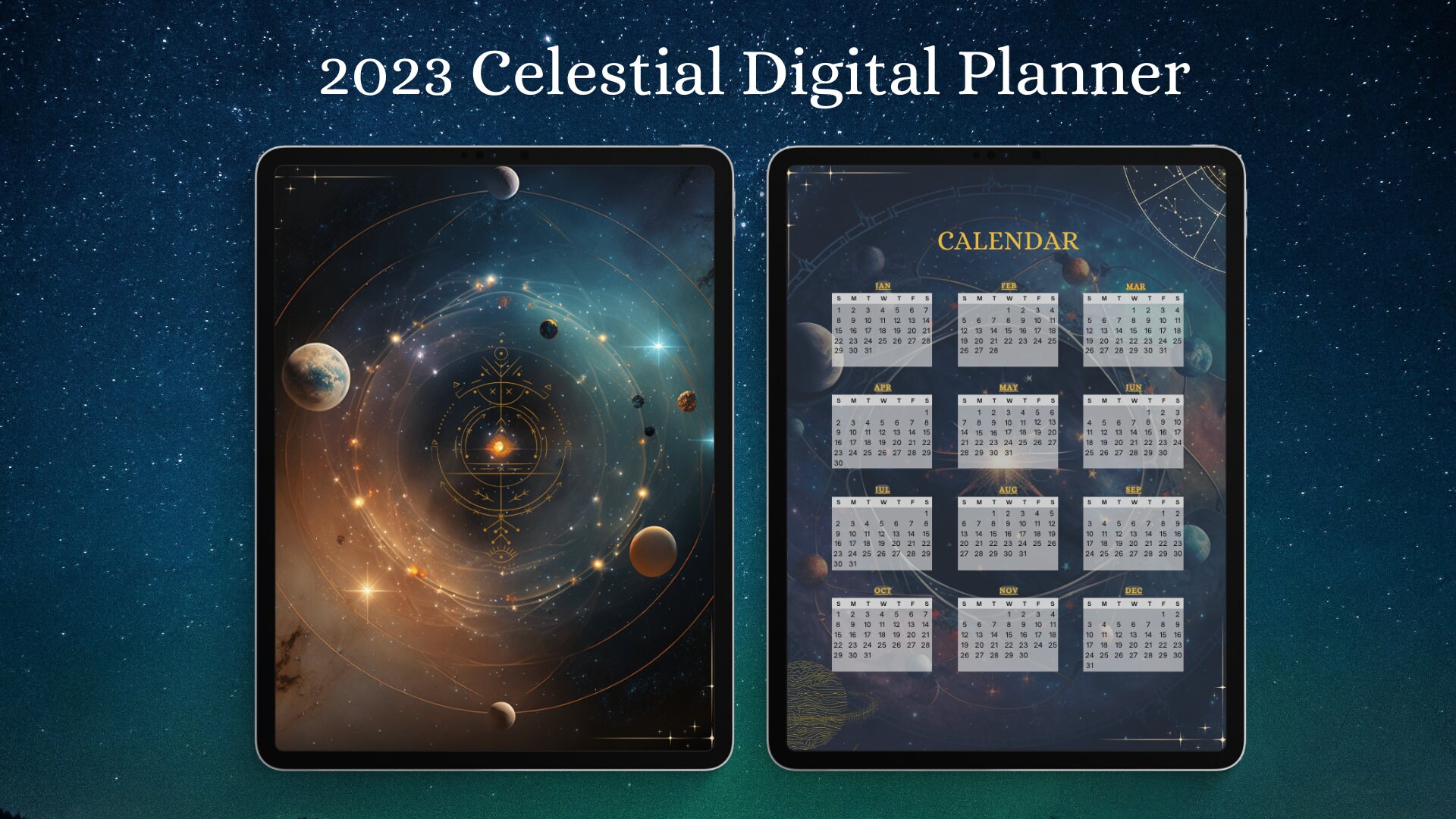 Celestial Heavenly Bodies Magical 2023 Digital Planner for Ipads ...