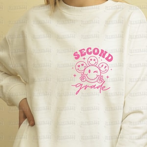 Team Second Grade Svg, Retro Smiley Face, Back to School Png, 2nd Grade ...