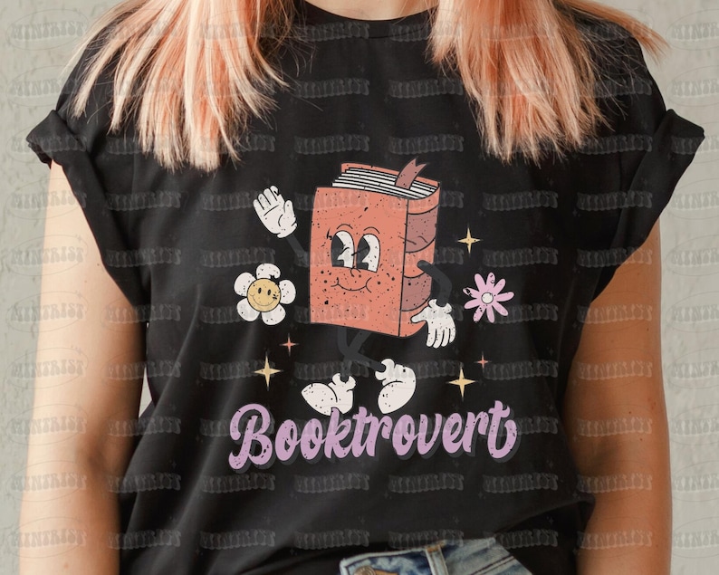 Retro Booktrovert PNG Groovy Reading Books Quotes Digital - Etsy