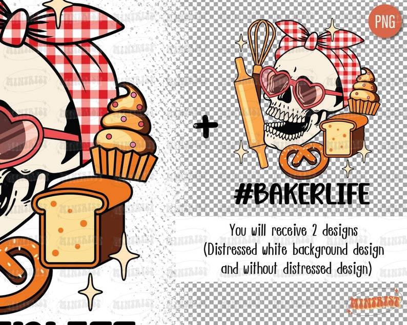 Baker Life Skeleton PNG Funny Bakery Maker Skull Digital - Etsy