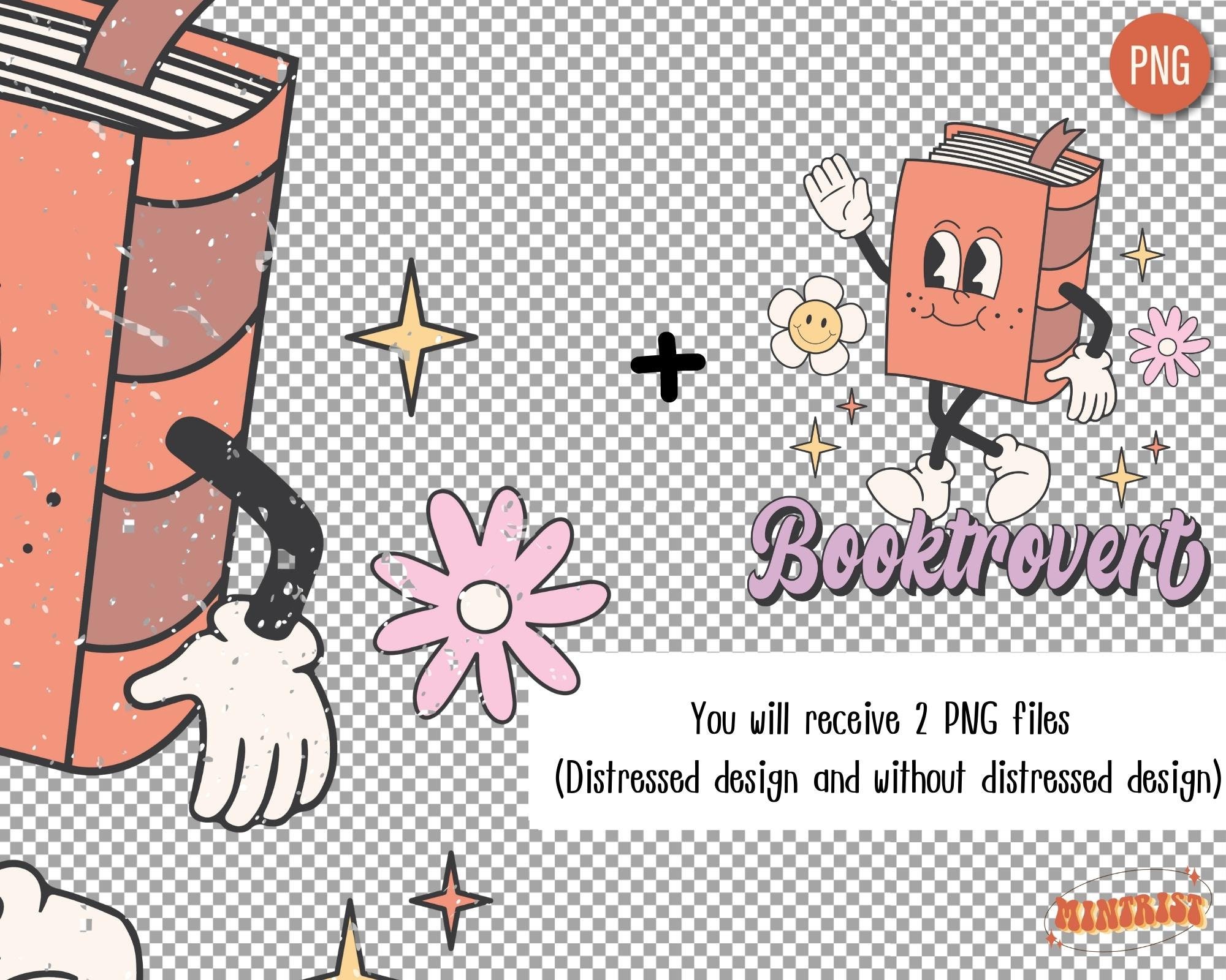 Retro Booktrovert PNG Groovy Reading Books Quotes Digital - Etsy