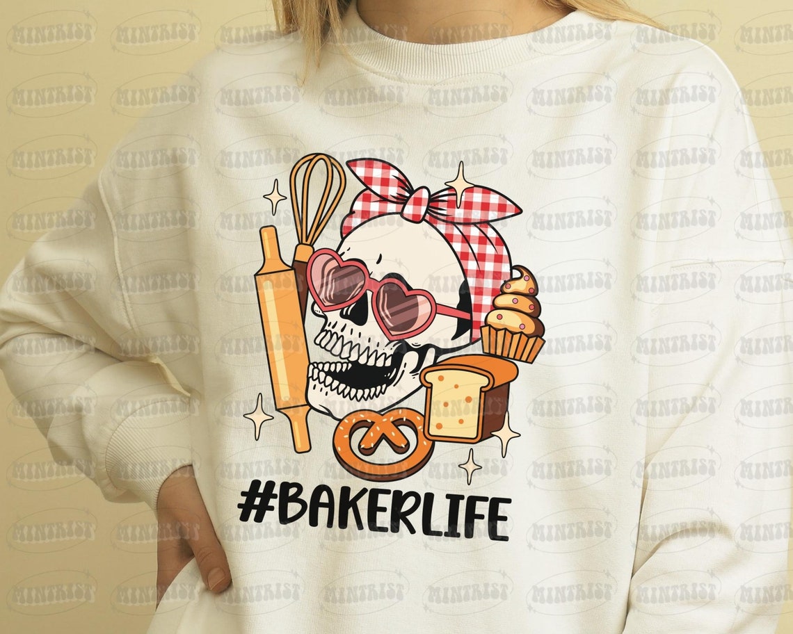 Baker Life Skeleton PNG Funny Bakery Maker Skull Digital - Etsy