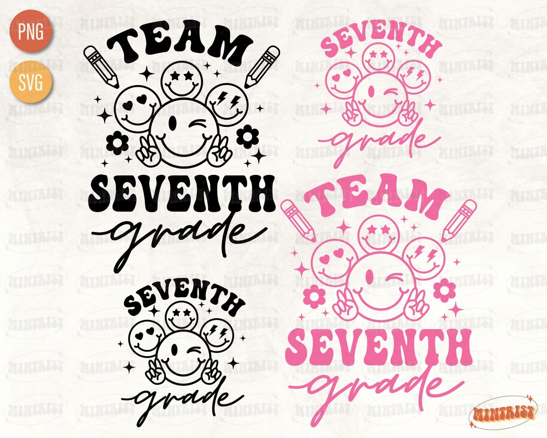 Team Seventh Grade Svg, Smiley Face, Back to School Png, 7th Grade ...