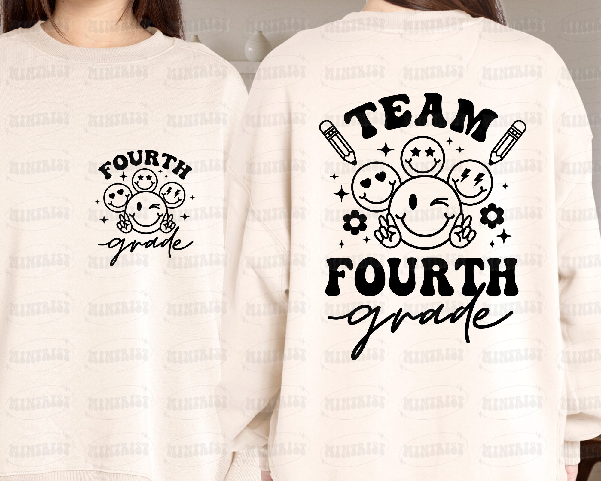 Team Fourth Grade Svg, Retro Smiley Face, Back to School Png, 4th Grade ...