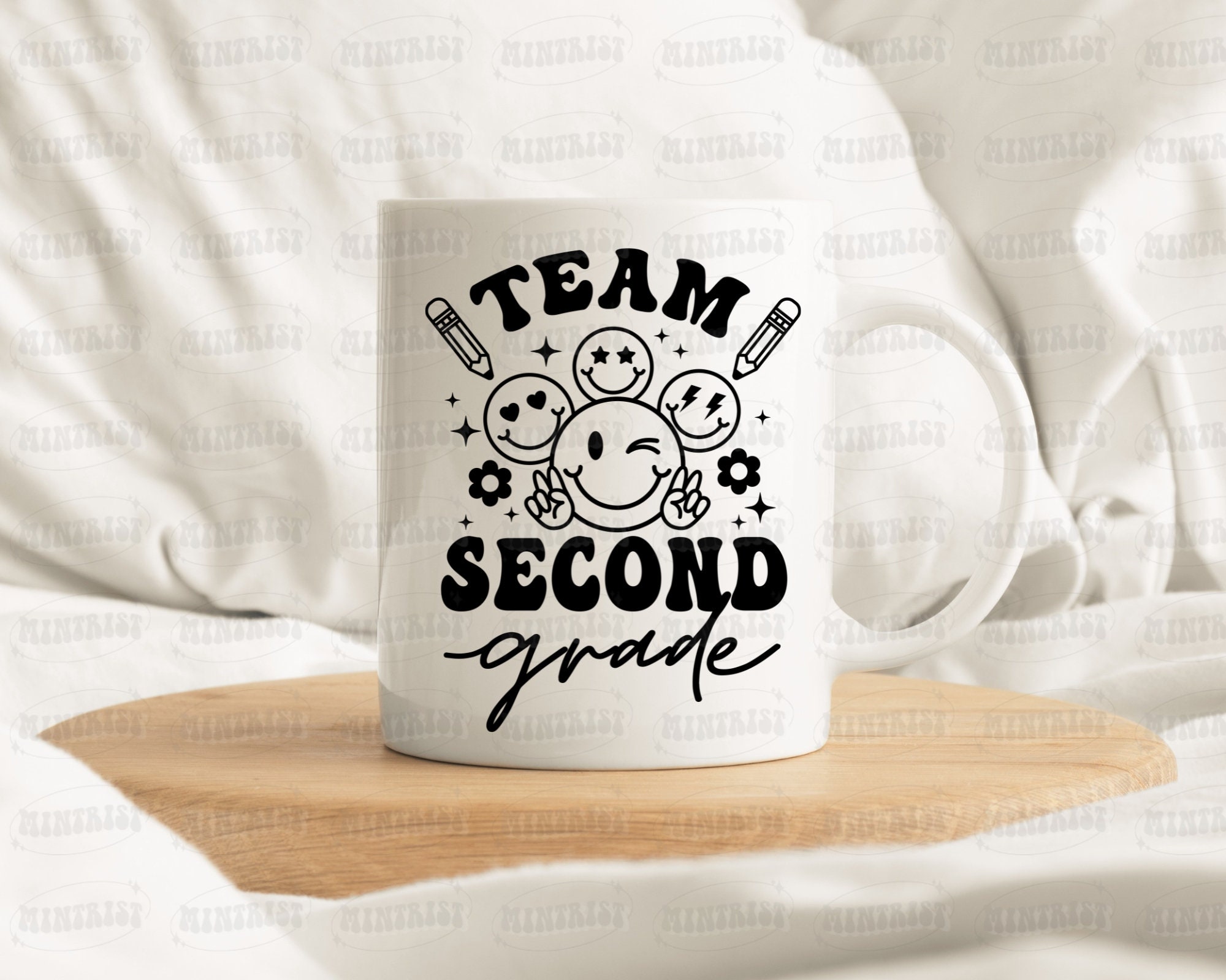 Team Second Grade Svg, Retro Smiley Face, Back to School Png, 2nd Grade ...