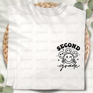 Team Second Grade Svg, Retro Smiley Face, Back to School Png, 2nd Grade ...